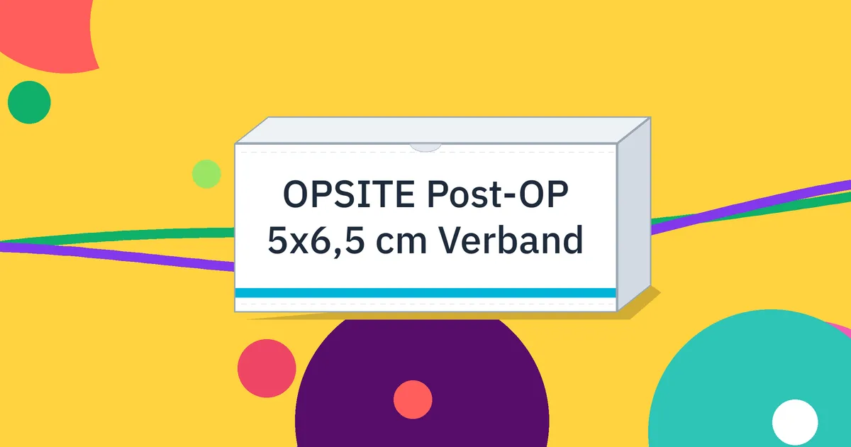 Symbolbild: Packung mit der Aufschrift OPSITE Post-OP 5x6,5 cm Verband (PZN 15824698) – Verfügbarkeit und Bezug in Apotheken in Frankfurt am Main
