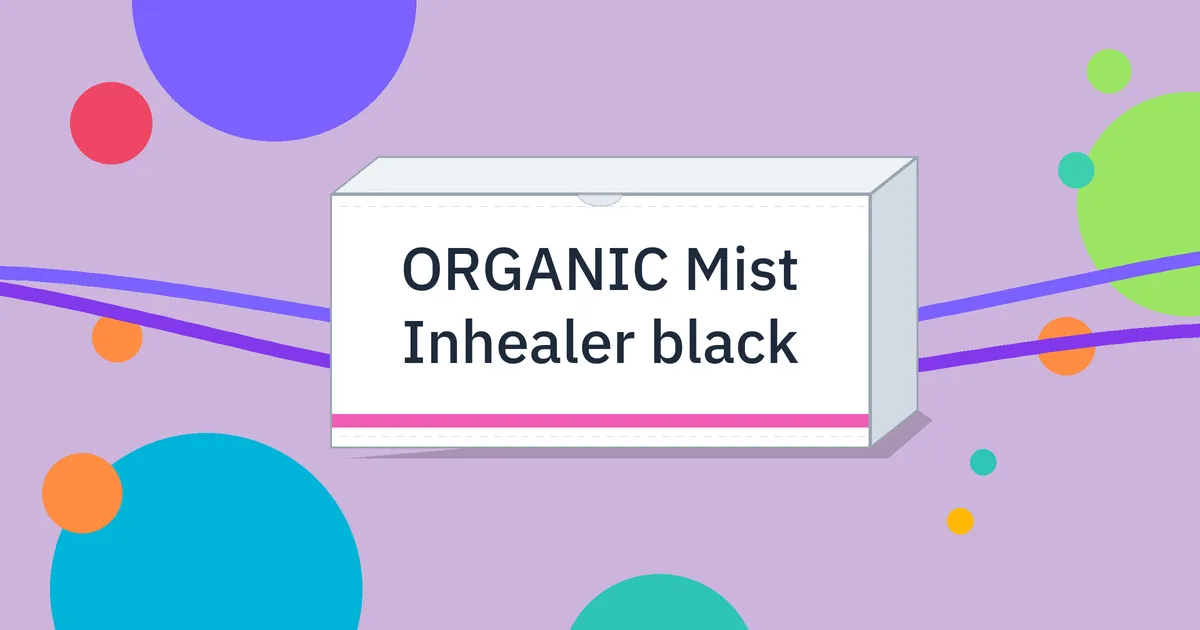 Symbolbild: Packung mit der Aufschrift ORGANIC Mist Inhealer black (PZN 18907516) – Verfügbarkeit und Bezug in Apotheken in Frankfurt am Main