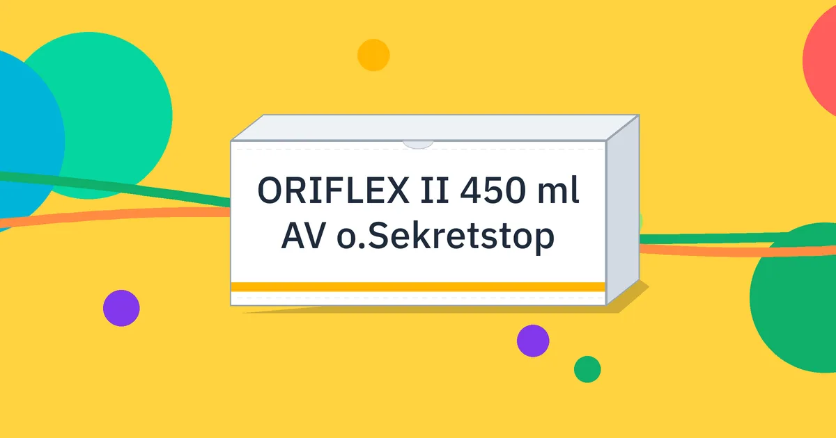 Symbolbild: Packung mit der Aufschrift ORIFLEX II 450 ml AV o.Sekretstop (PZN 17485875) – Verfügbarkeit und Bezug in Apotheken in Frankfurt am Main
