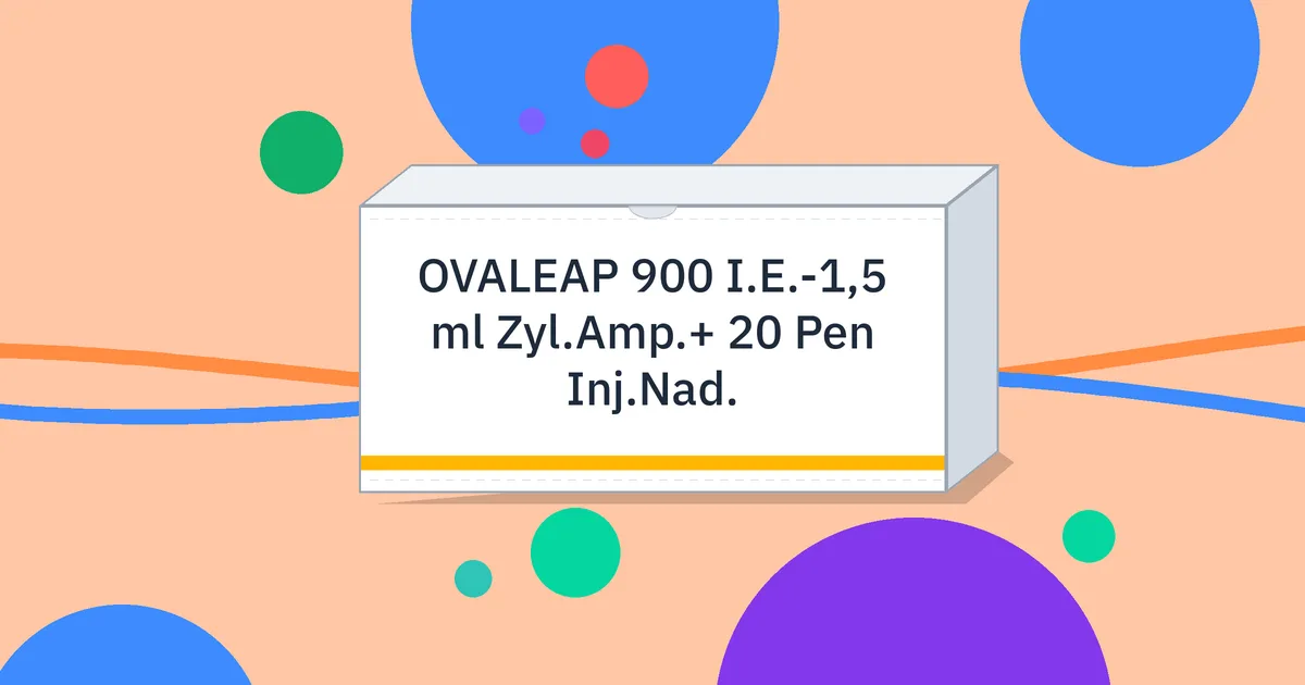 Symbolbild: Packung mit der Aufschrift OVALEAP 900 I.E.-1,5 ml Zyl.Amp.+ 20 Pen Inj.Nad. (PZN 19957344) – Verfügbarkeit und Bezug in Apotheken in Frankfurt am Main