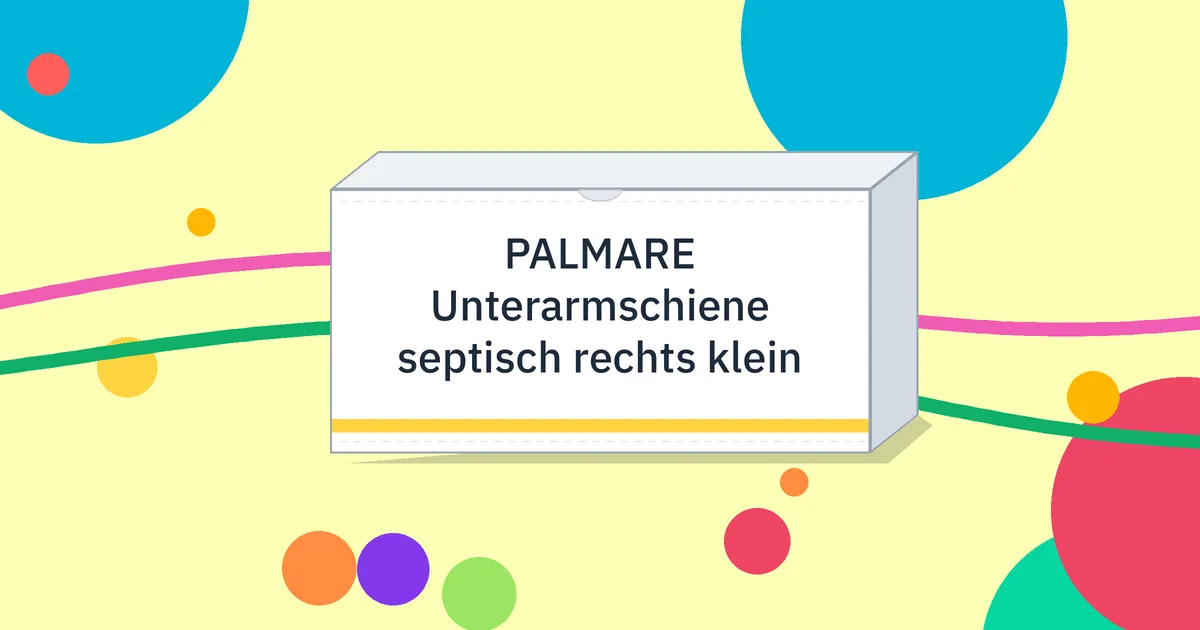Symbolbild: Packung mit der Aufschrift PALMARE Unterarmschiene septisch rechts klein (PZN 02639864) – Verfügbarkeit und Bezug in Apotheken in Frankfurt am Main