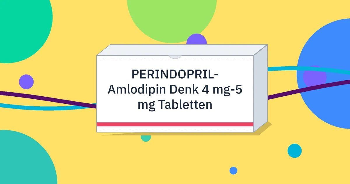 Symbolbild: Packung mit der Aufschrift PERINDOPRIL-Amlodipin Denk 4 mg-5 mg Tabletten (PZN 16020619) – Verfügbarkeit und Bezug in Apotheken in Frankfurt am Main