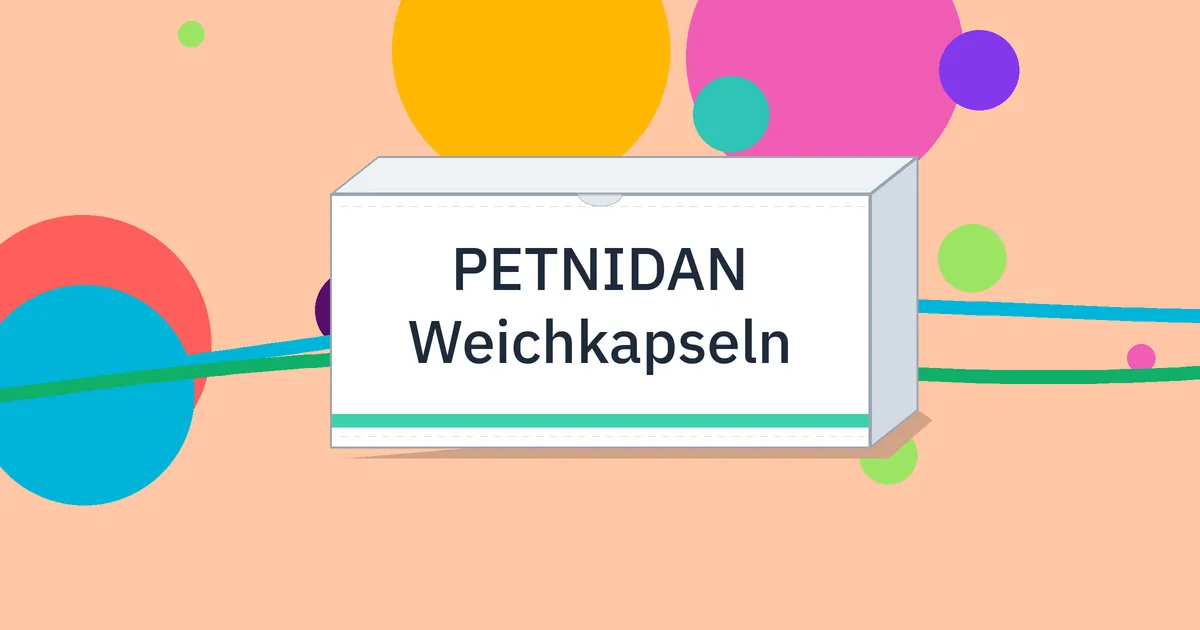 Symbolbild: Packung mit der Aufschrift PETNIDAN Weichkapseln (PZN 04897180) – Verfügbarkeit und Bezug in Apotheken in Frankfurt am Main
