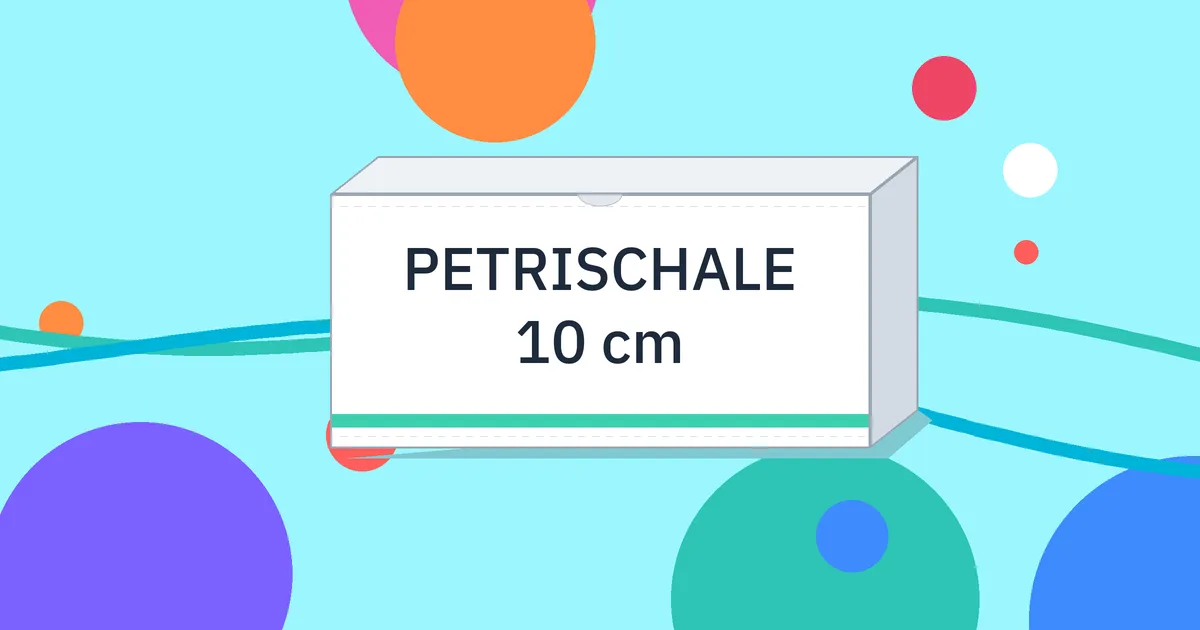 Symbolbild: Packung mit der Aufschrift PETRISCHALE 10 cm (PZN 01734879) – Verfügbarkeit und Bezug in Apotheken in Frankfurt am Main