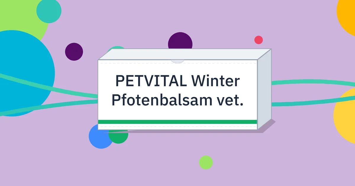 Symbolbild: Packung mit der Aufschrift PETVITAL Winter Pfotenbalsam vet. (PZN 10937794) – Verfügbarkeit und Bezug in Apotheken in Frankfurt am Main