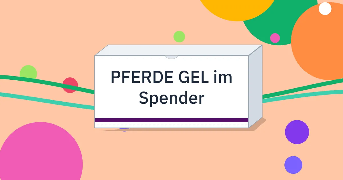 Symbolbild: Packung mit der Aufschrift PFERDE GEL im Spender (PZN 09606810) – Verfügbarkeit und Bezug in Apotheken in Frankfurt am Main