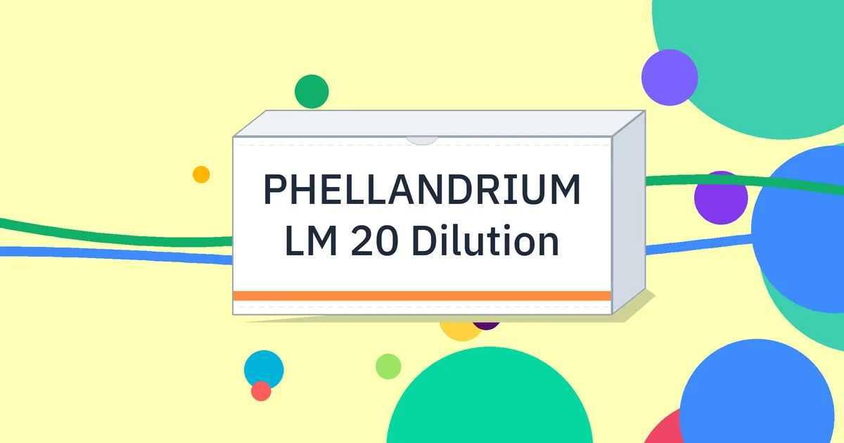 Symbolbild: Packung mit der Aufschrift PHELLANDRIUM LM 20 Dilution (PZN 13637526) – Verfügbarkeit und Bezug in Apotheken in Frankfurt am Main