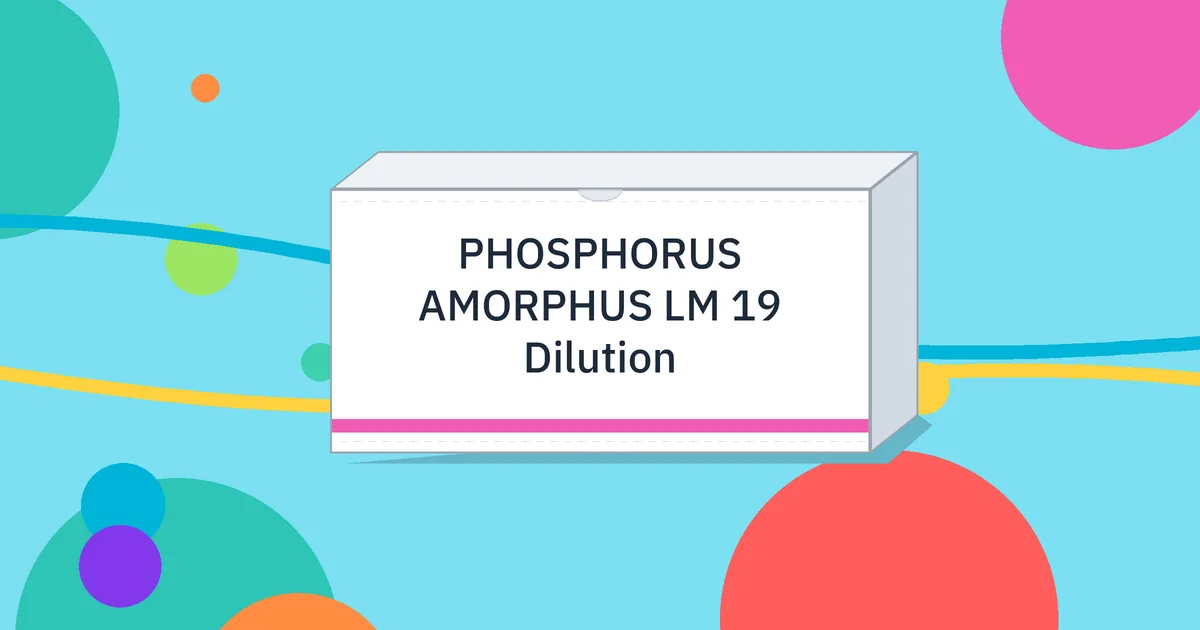 Symbolbild: Packung mit der Aufschrift PHOSPHORUS AMORPHUS LM 19 Dilution (PZN 13034503) – Verfügbarkeit und Bezug in Apotheken in Frankfurt am Main
