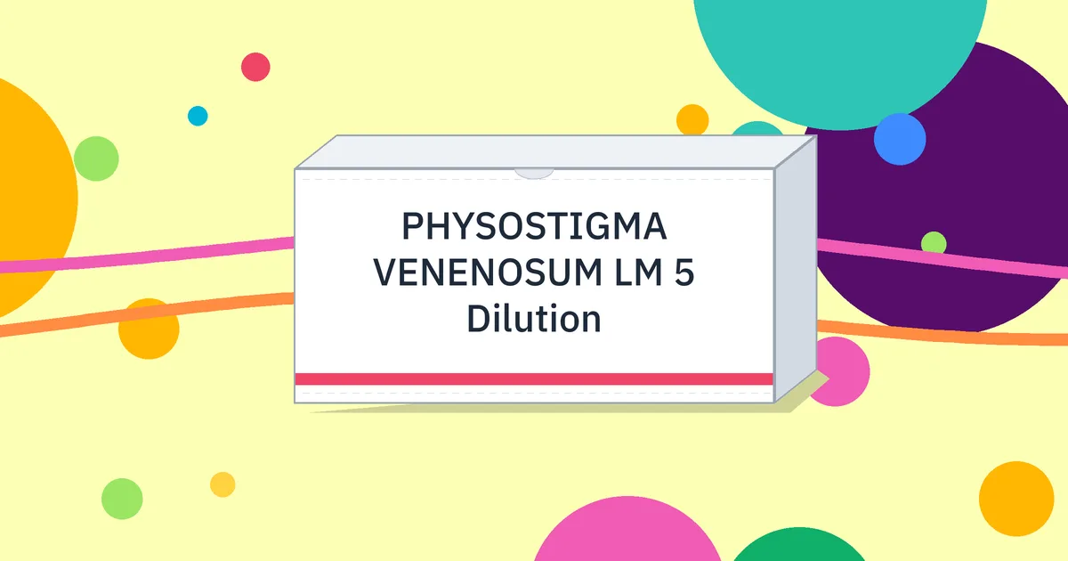 Symbolbild: Packung mit der Aufschrift PHYSOSTIGMA VENENOSUM LM 5 Dilution (PZN 13035247) – Verfügbarkeit und Bezug in Apotheken in Frankfurt am Main