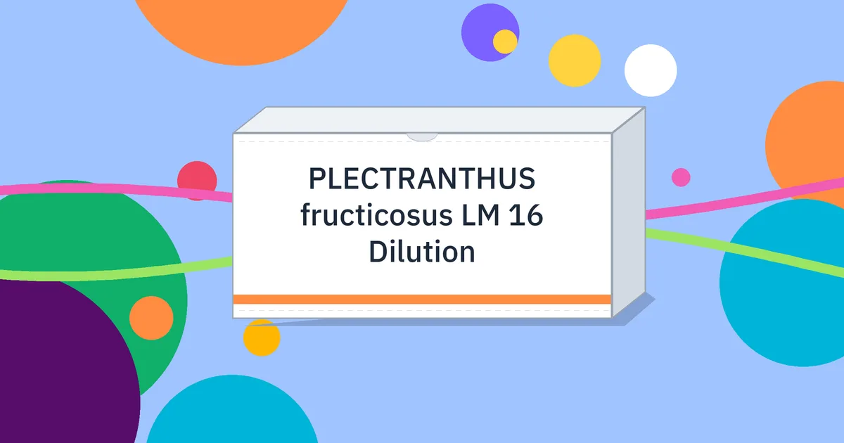 Symbolbild: Packung mit der Aufschrift PLECTRANTHUS fructicosus LM 16 Dilution (PZN 13648553) – Verfügbarkeit und Bezug in Apotheken in Frankfurt am Main