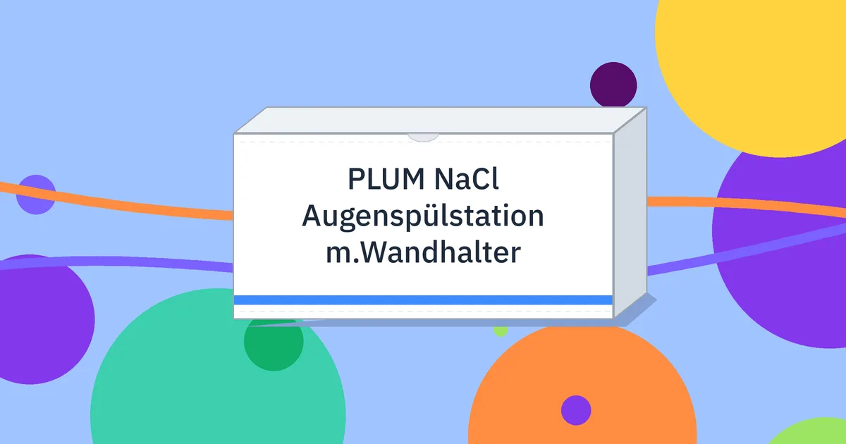 Symbolbild: Packung mit der Aufschrift PLUM NaCl Augenspülstation m.Wandhalter (PZN 04397431) – Verfügbarkeit und Bezug in Apotheken in Frankfurt am Main