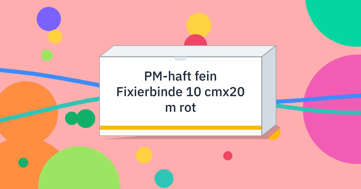 Symbolbild: Packung mit der Aufschrift PM-haft fein Fixierbinde 10 cmx20 m rot (PZN 18844968) – Verfügbarkeit und Bezug in Apotheken in Frankfurt am Main