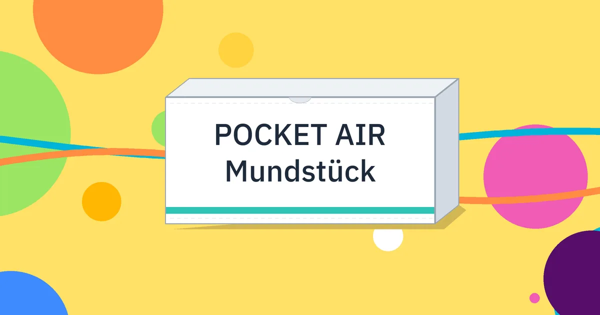 Symbolbild: Packung mit der Aufschrift POCKET AIR Mundstück (PZN 16381501) – Verfügbarkeit und Bezug in Apotheken in Frankfurt am Main