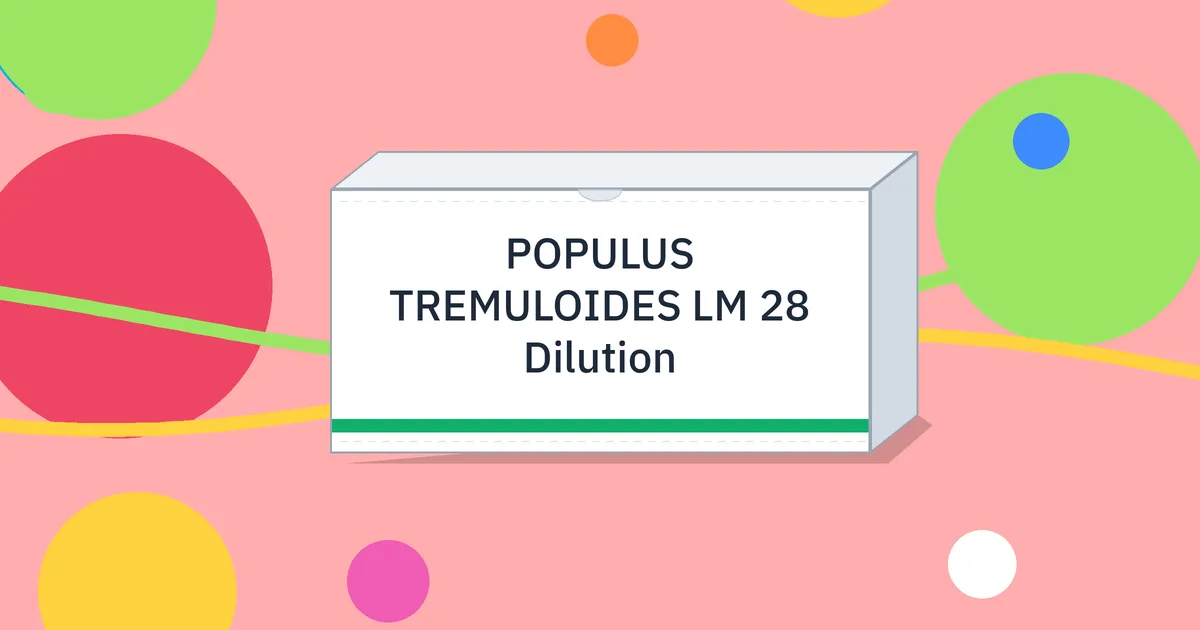 Symbolbild: Packung mit der Aufschrift POPULUS TREMULOIDES LM 28 Dilution (PZN 13664925) – Verfügbarkeit und Bezug in Apotheken in Frankfurt am Main