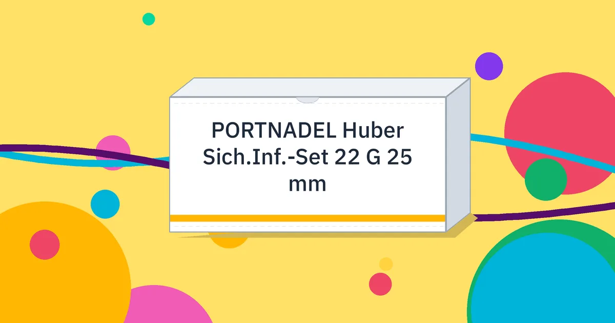 Symbolbild: Packung mit der Aufschrift PORTNADEL Huber Sich.Inf.-Set 22 G 25 mm (PZN 16037407) – Verfügbarkeit und Bezug in Apotheken in Frankfurt am Main
