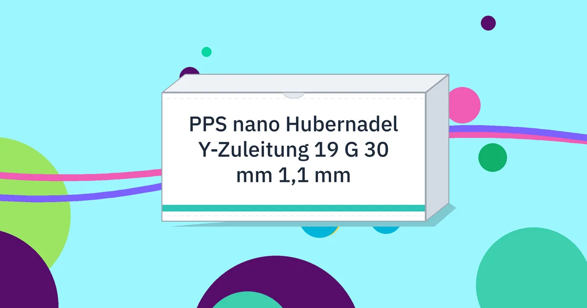 Symbolbild: Packung mit der Aufschrift PPS nano Hubernadel Y-Zuleitung 19 G 30 mm 1,1 mm (PZN 18195458) – Verfügbarkeit und Bezug in Apotheken in Frankfurt am Main