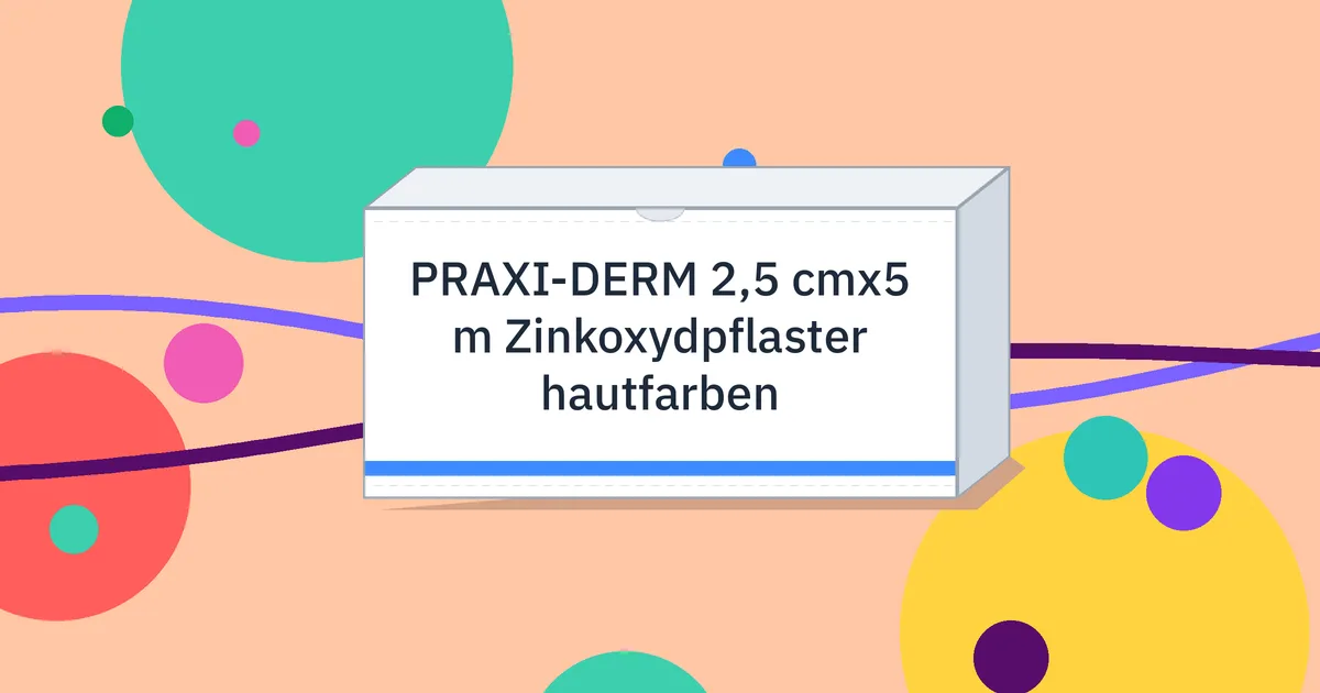 Symbolbild: Packung mit der Aufschrift PRAXI-DERM 2,5 cmx5 m Zinkoxydpflaster hautfarben (PZN 12825579) – Verfügbarkeit und Bezug in Apotheken in Frankfurt am Main