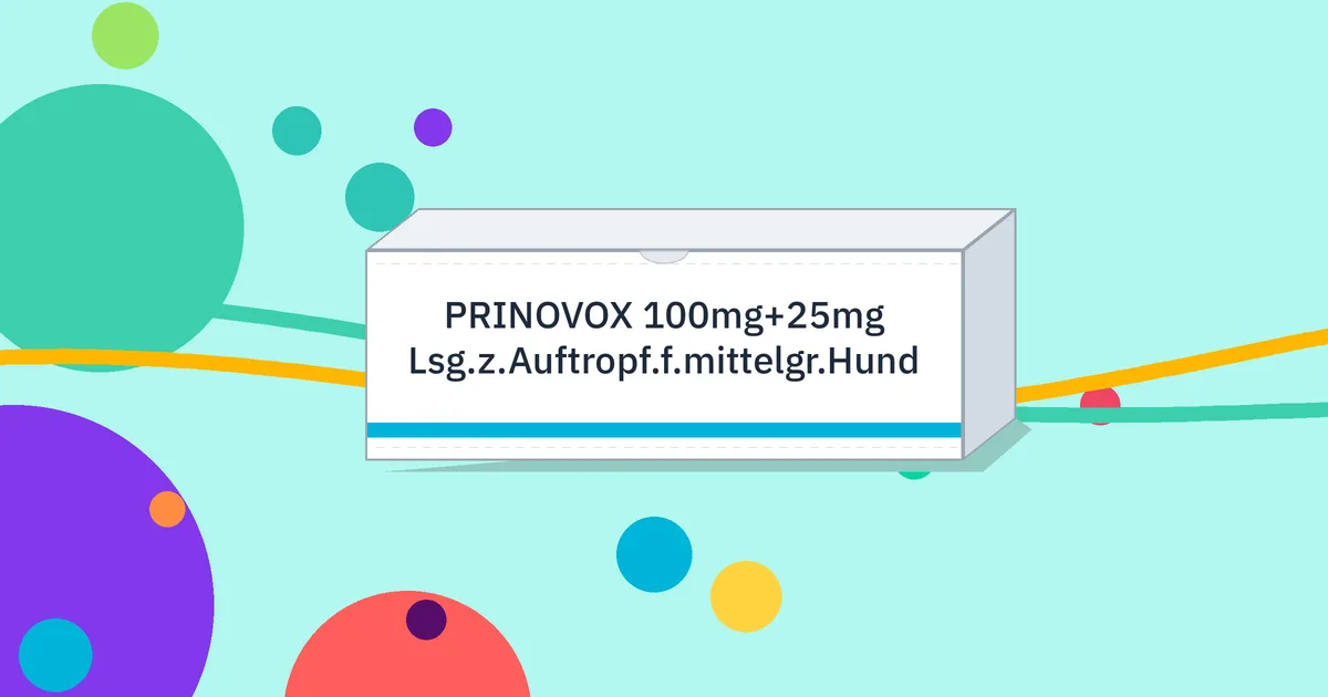 Symbolbild: Packung mit der Aufschrift PRINOVOX 100mg+25mg Lsg.z.Auftropf.f.mittelgr.Hund (PZN 14006070) – Verfügbarkeit und Bezug in Apotheken in Frankfurt am Main