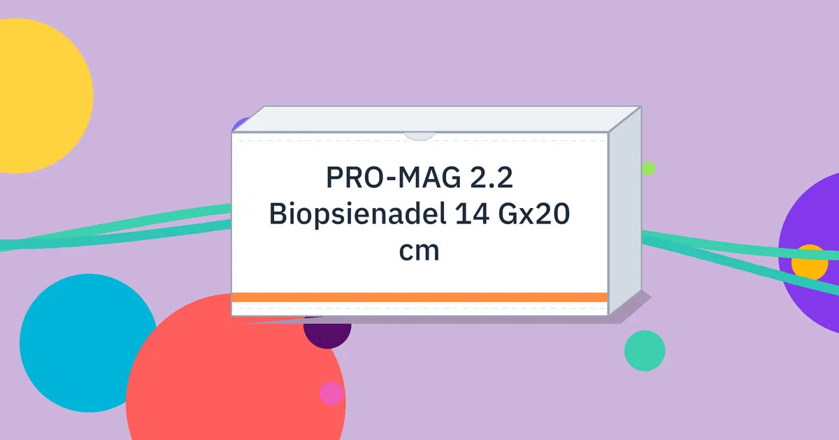 Symbolbild: Packung mit der Aufschrift PRO-MAG 2.2 Biopsienadel 14 Gx20 cm (PZN 06768363) – Verfügbarkeit und Bezug in Apotheken in Frankfurt am Main