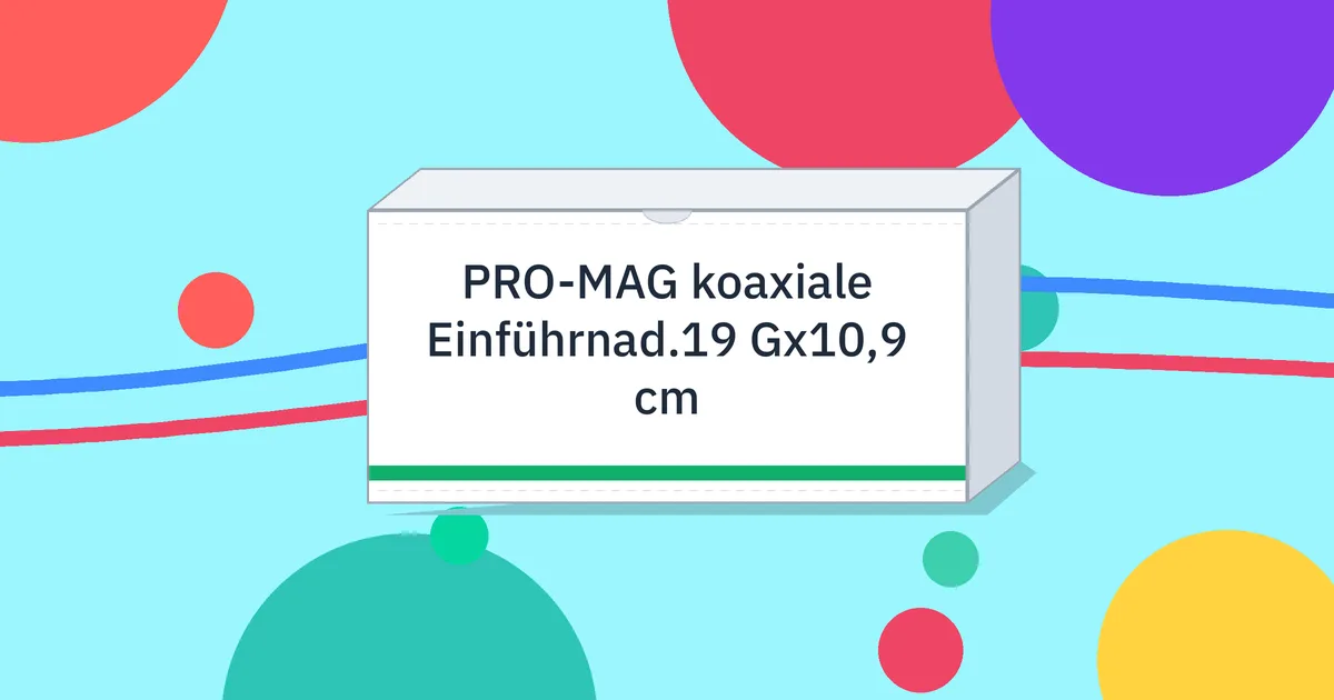 Symbolbild: Packung mit der Aufschrift PRO-MAG koaxiale Einführnad.19 Gx10,9 cm (PZN 06769121) – Verfügbarkeit und Bezug in Apotheken in Frankfurt am Main