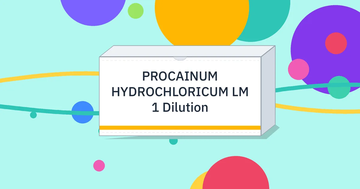 Symbolbild: Packung mit der Aufschrift PROCAINUM HYDROCHLORICUM LM 1 Dilution (PZN 13668283) – Verfügbarkeit und Bezug in Apotheken in Frankfurt am Main