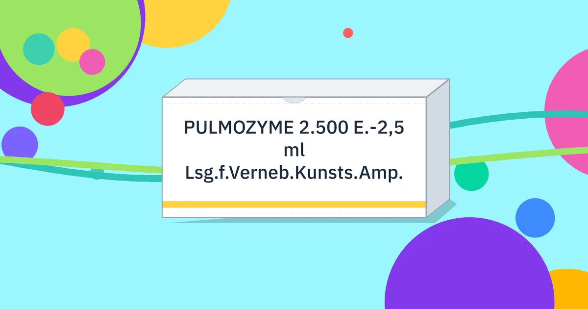 Symbolbild: Packung mit der Aufschrift PULMOZYME 2.500 E.-2,5 ml Lsg.f.Verneb.Kunsts.Amp. (PZN 10986060) – Verfügbarkeit und Bezug in Apotheken in Frankfurt am Main
