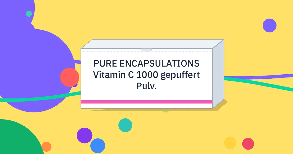 Symbolbild: Packung mit der Aufschrift PURE ENCAPSULATIONS Vitamin C 1000 gepuffert Pulv. (PZN 18776793) – Verfügbarkeit und Bezug in Apotheken in Frankfurt am Main