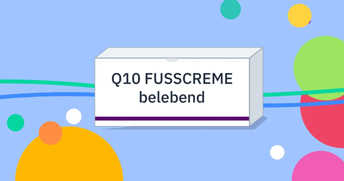 Symbolbild: Packung mit der Aufschrift Q10 FUSSCREME belebend (PZN 06943688) – Verfügbarkeit und Bezug in Apotheken in Frankfurt am Main