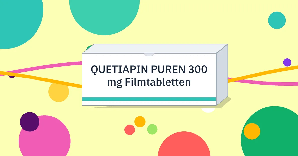 Symbolbild: Packung mit der Aufschrift QUETIAPIN PUREN 300 mg Filmtabletten (PZN 18428566) – Verfügbarkeit und Bezug in Apotheken in Frankfurt am Main