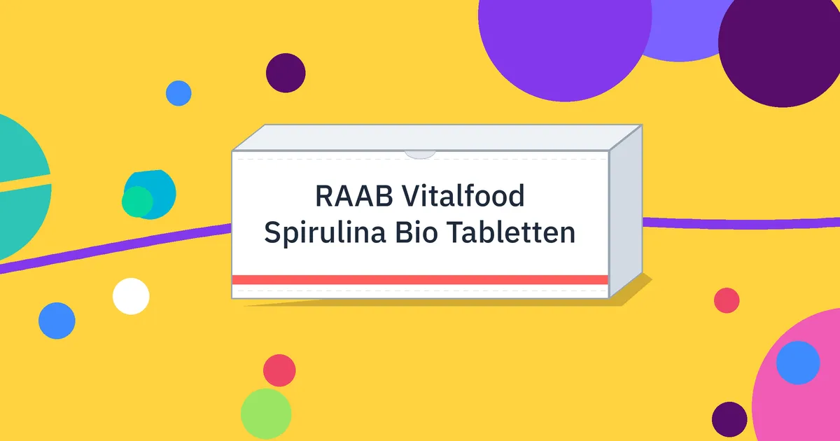 Symbolbild: Packung mit der Aufschrift RAAB Vitalfood Spirulina Bio Tabletten (PZN 19305647) – Verfügbarkeit und Bezug in Apotheken in Frankfurt am Main