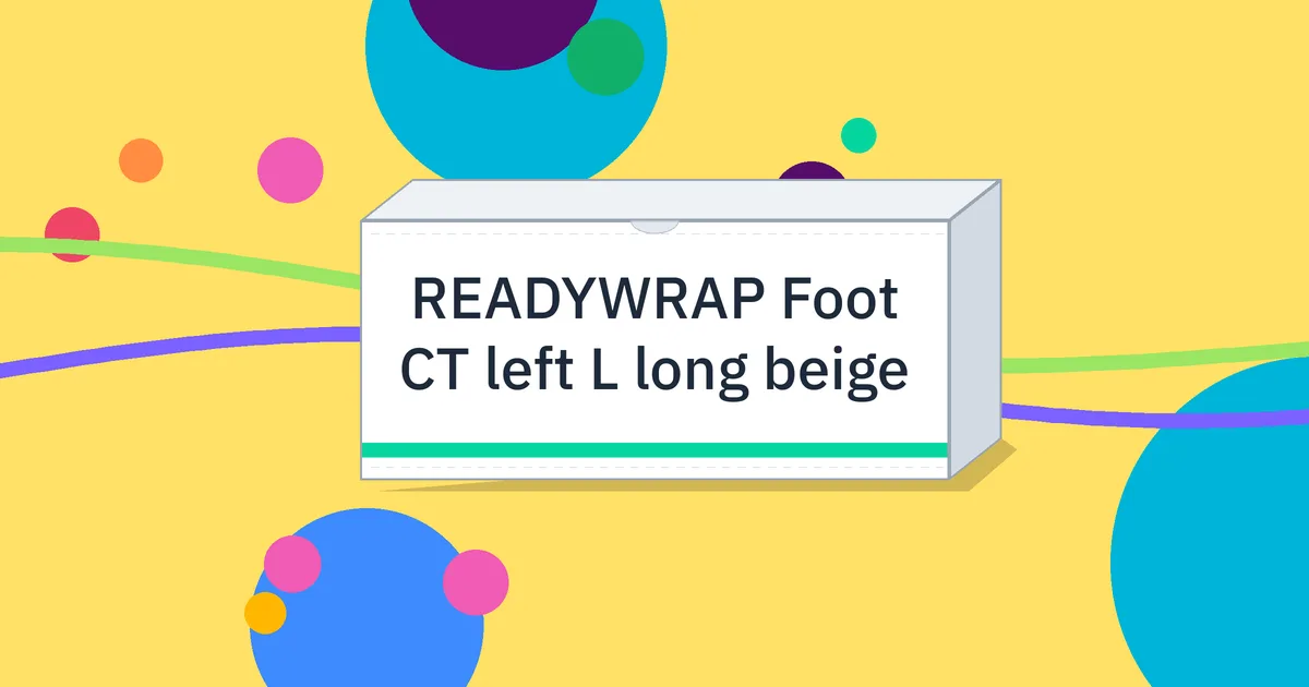 Symbolbild: Packung mit der Aufschrift READYWRAP Foot CT left L long beige (PZN 18008893) – Verfügbarkeit und Bezug in Apotheken in Frankfurt am Main