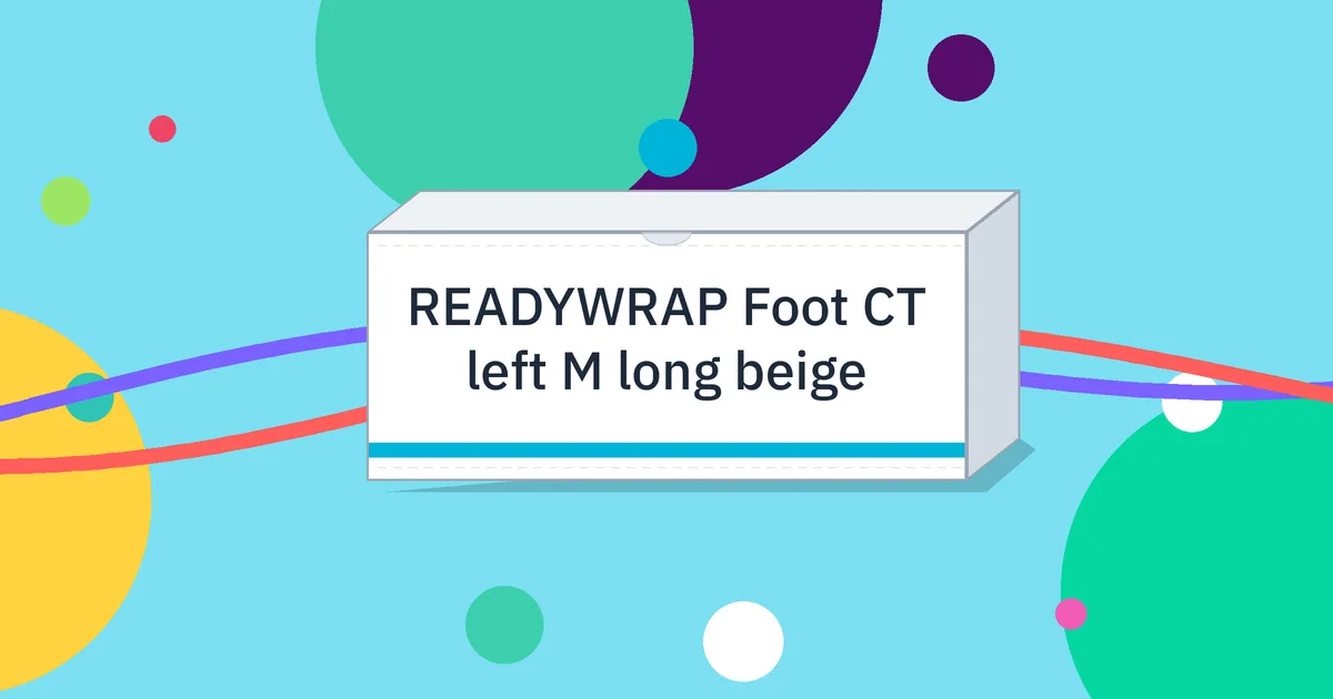 Symbolbild: Packung mit der Aufschrift READYWRAP Foot CT left M long beige (PZN 18008870) – Verfügbarkeit und Bezug in Apotheken in Frankfurt am Main