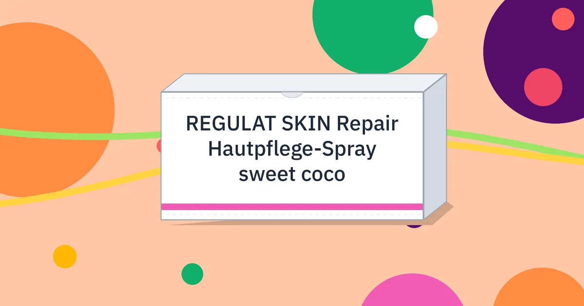 Symbolbild: Packung mit der Aufschrift REGULAT SKIN Repair Hautpflege-Spray sweet coco (PZN 11340302) – Verfügbarkeit und Bezug in Apotheken in Frankfurt am Main