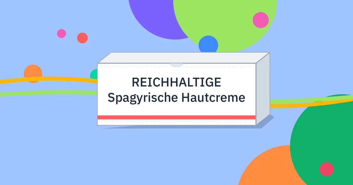 Symbolbild: Packung mit der Aufschrift REICHHALTIGE Spagyrische Hautcreme (PZN 10770992) – Verfügbarkeit und Bezug in Apotheken in Frankfurt am Main