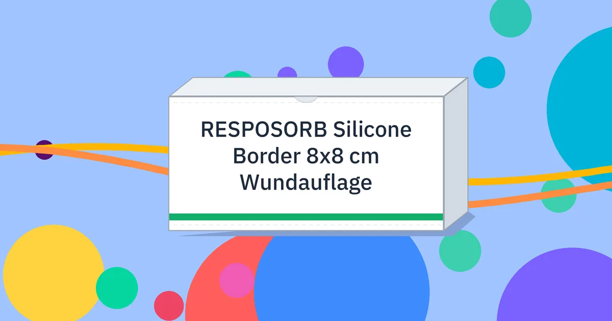Symbolbild: Packung mit der Aufschrift RESPOSORB Silicone Border 8x8 cm Wundauflage (PZN 20770272) – Verfügbarkeit und Bezug in Apotheken in Frankfurt am Main