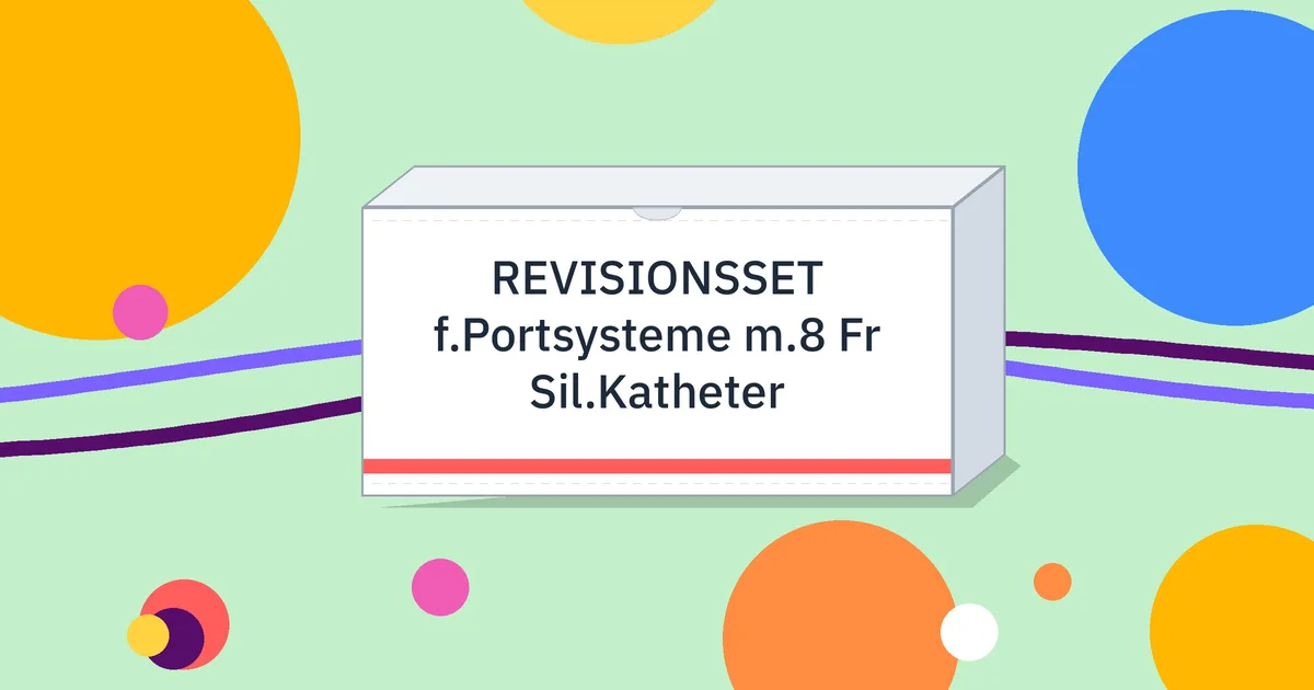 Symbolbild: Packung mit der Aufschrift REVISIONSSET f.Portsysteme m.8 Fr Sil.Katheter (PZN 12396428) – Verfügbarkeit und Bezug in Apotheken in Frankfurt am Main