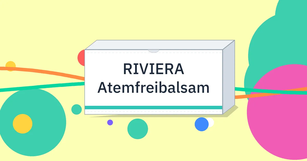 Symbolbild: Packung mit der Aufschrift RIVIERA Atemfreibalsam (PZN 19303217) – Verfügbarkeit und Bezug in Apotheken in Frankfurt am Main