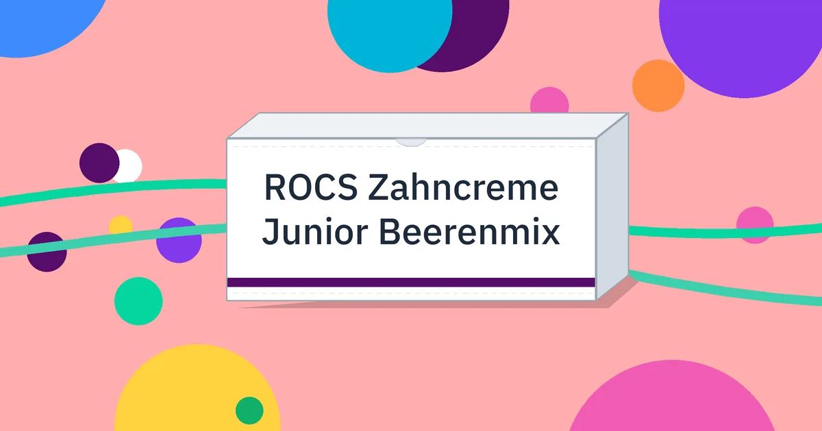Symbolbild: Packung mit der Aufschrift ROCS Zahncreme Junior Beerenmix (PZN 16060688) – Verfügbarkeit und Bezug in Apotheken in Frankfurt am Main
