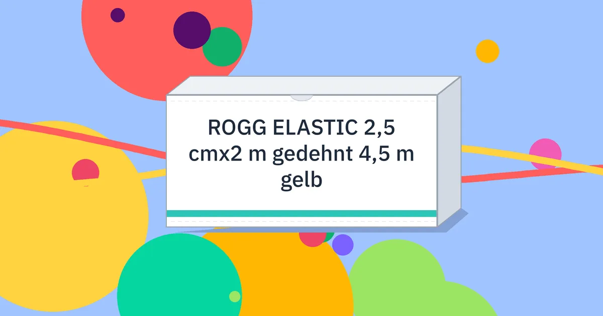 Symbolbild: Packung mit der Aufschrift ROGG ELASTIC 2,5 cmx2 m gedehnt 4,5 m gelb (PZN 15301397) – Verfügbarkeit und Bezug in Apotheken in Frankfurt am Main