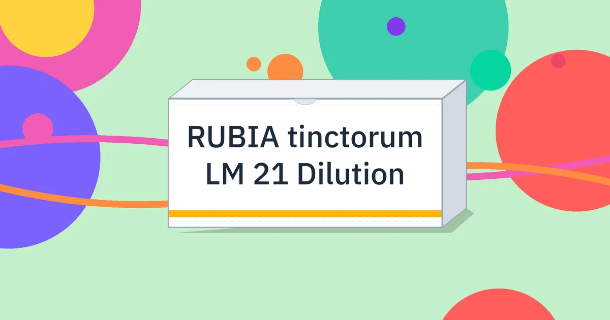 Symbolbild: Packung mit der Aufschrift RUBIA tinctorum LM 21 Dilution (PZN 13056864) – Verfügbarkeit und Bezug in Apotheken in Frankfurt am Main