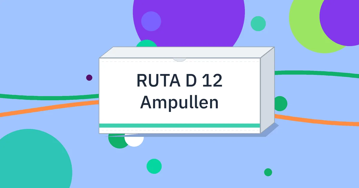 Symbolbild: Packung mit der Aufschrift RUTA D 12 Ampullen (PZN 11707978) – Verfügbarkeit und Bezug in Apotheken in Frankfurt am Main