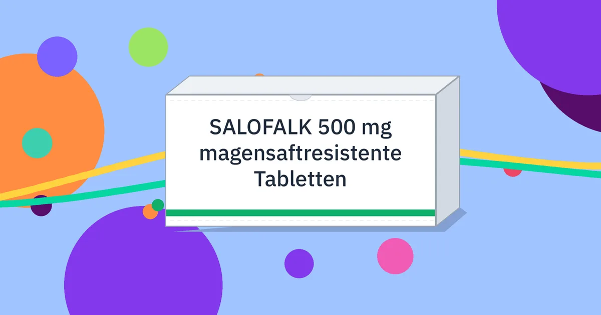 Symbolbild: Packung mit der Aufschrift SALOFALK 500 mg magensaftresistente Tabletten (PZN 16811982) – Verfügbarkeit und Bezug in Apotheken in Frankfurt am Main