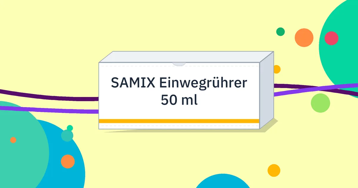 Symbolbild: Packung mit der Aufschrift SAMIX Einwegrührer 50 ml (PZN 11481161) – Verfügbarkeit und Bezug in Apotheken in Frankfurt am Main