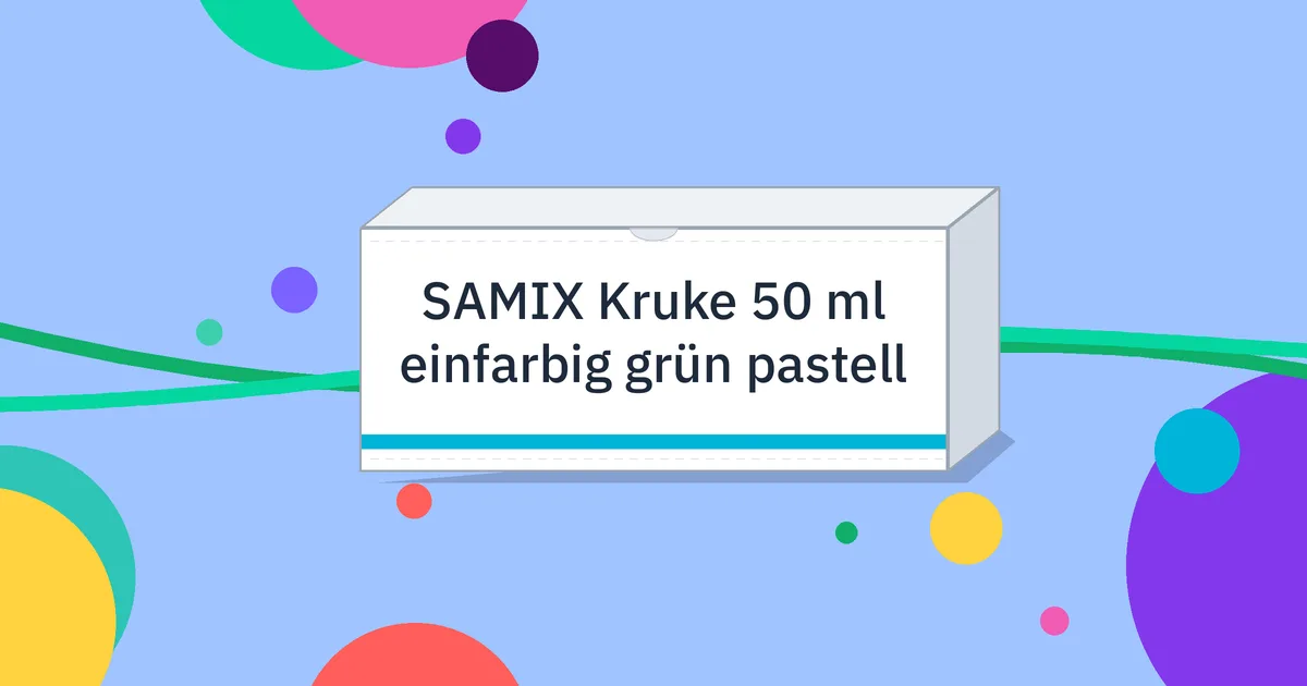 Symbolbild: Packung mit der Aufschrift SAMIX Kruke 50 ml einfarbig grün pastell (PZN 11480664) – Verfügbarkeit und Bezug in Apotheken in Frankfurt am Main