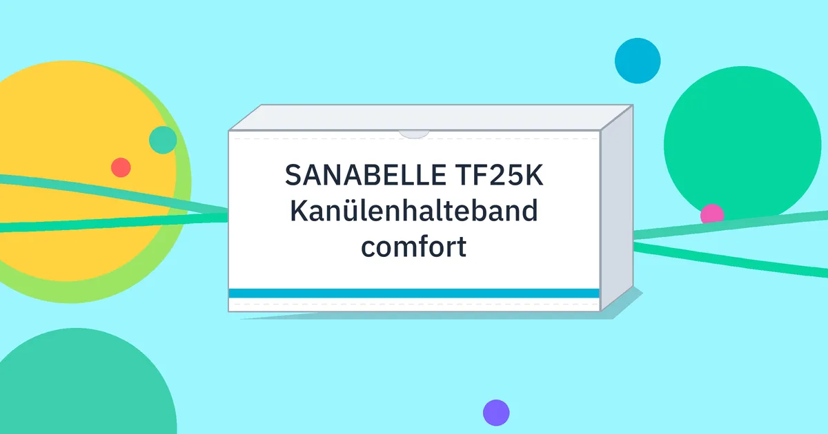 Symbolbild: Packung mit der Aufschrift SANABELLE TF25K Kanülenhalteband comfort (PZN 09304204) – Verfügbarkeit und Bezug in Apotheken in Frankfurt am Main
