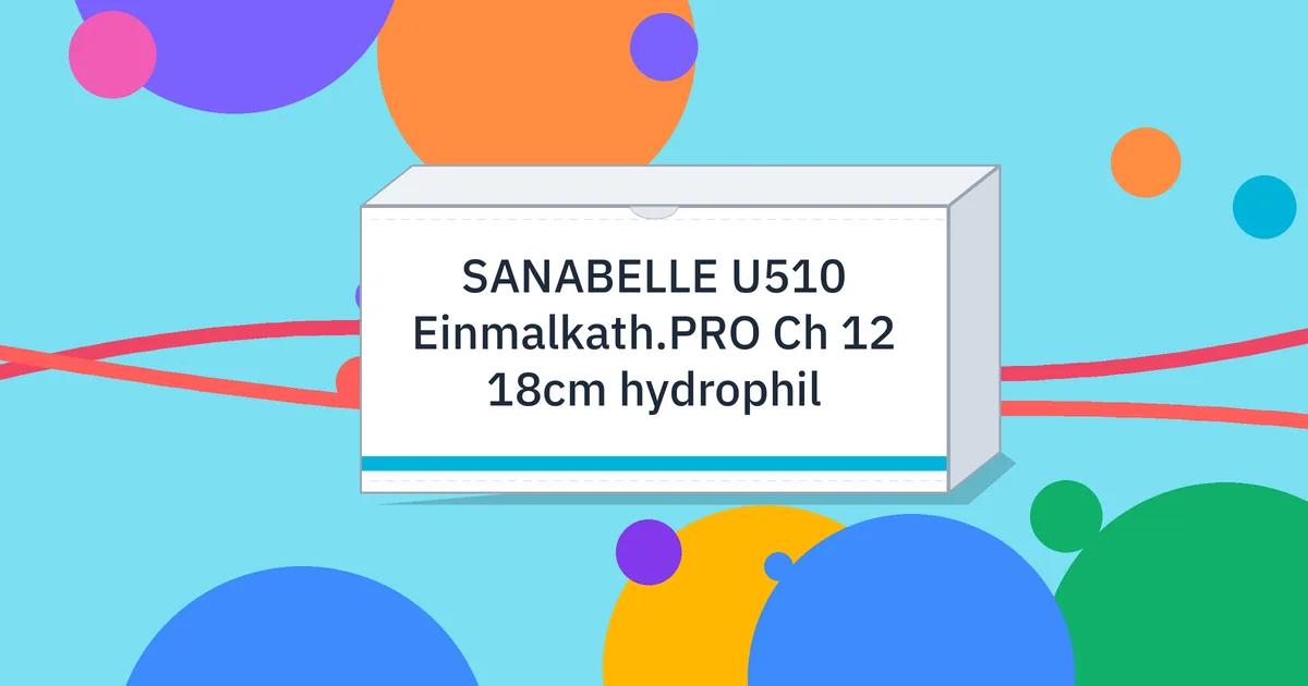 Symbolbild: Packung mit der Aufschrift SANABELLE U510 Einmalkath.PRO Ch 12 18cm hydrophil (PZN 13723680) – Verfügbarkeit und Bezug in Apotheken in Frankfurt am Main