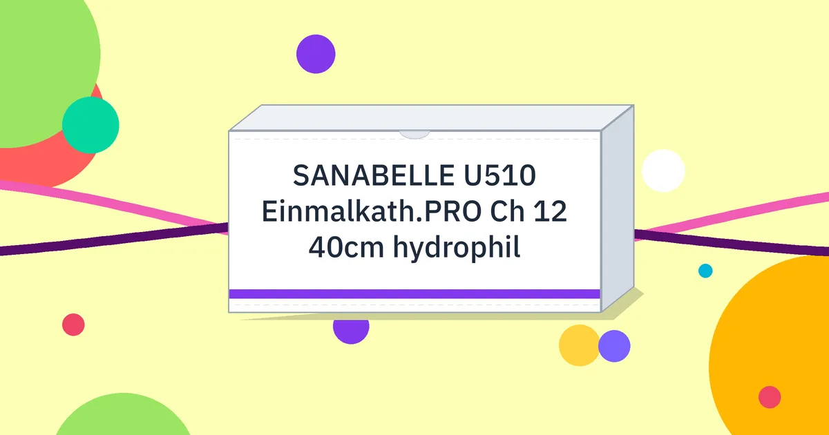 Symbolbild: Packung mit der Aufschrift SANABELLE U510 Einmalkath.PRO Ch 12 40cm hydrophil (PZN 13723616) – Verfügbarkeit und Bezug in Apotheken in Frankfurt am Main