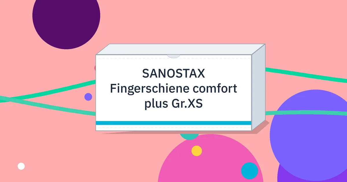 Symbolbild: Packung mit der Aufschrift SANOSTAX Fingerschiene comfort plus Gr.XS (PZN 10527286) – Verfügbarkeit und Bezug in Apotheken in Frankfurt am Main