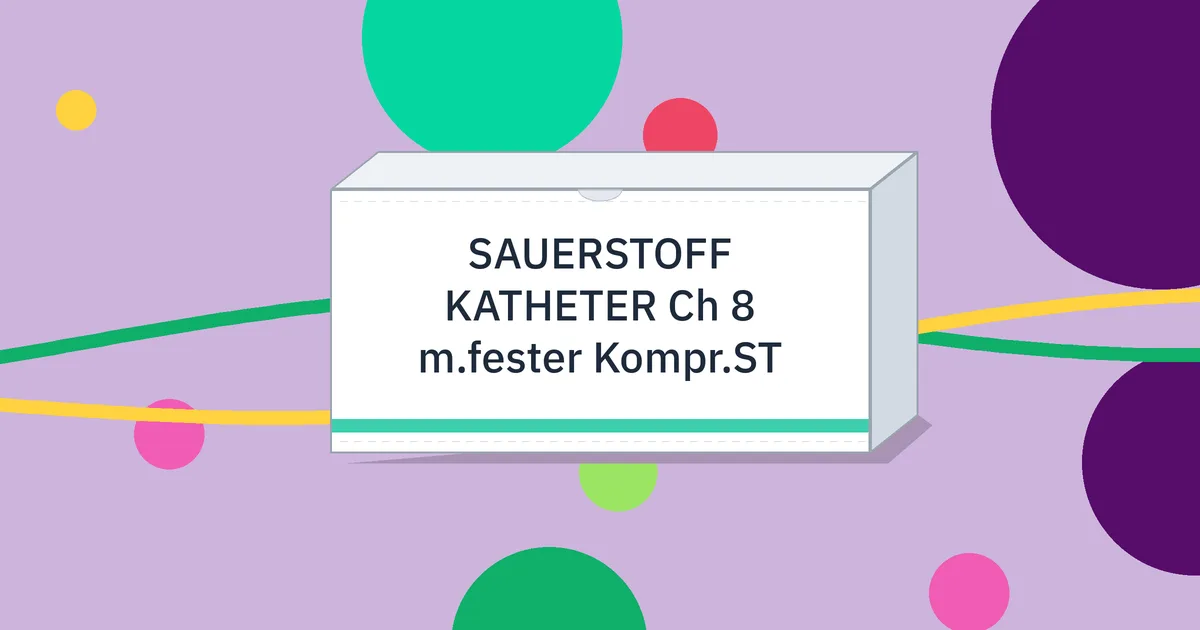 Symbolbild: Packung mit der Aufschrift SAUERSTOFF KATHETER Ch 8 m.fester Kompr.ST (PZN 07487330) – Verfügbarkeit und Bezug in Apotheken in Frankfurt am Main