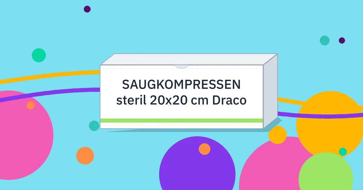Symbolbild: Packung mit der Aufschrift SAUGKOMPRESSEN steril 20x20 cm Draco (PZN 06563141) – Verfügbarkeit und Bezug in Apotheken in Frankfurt am Main